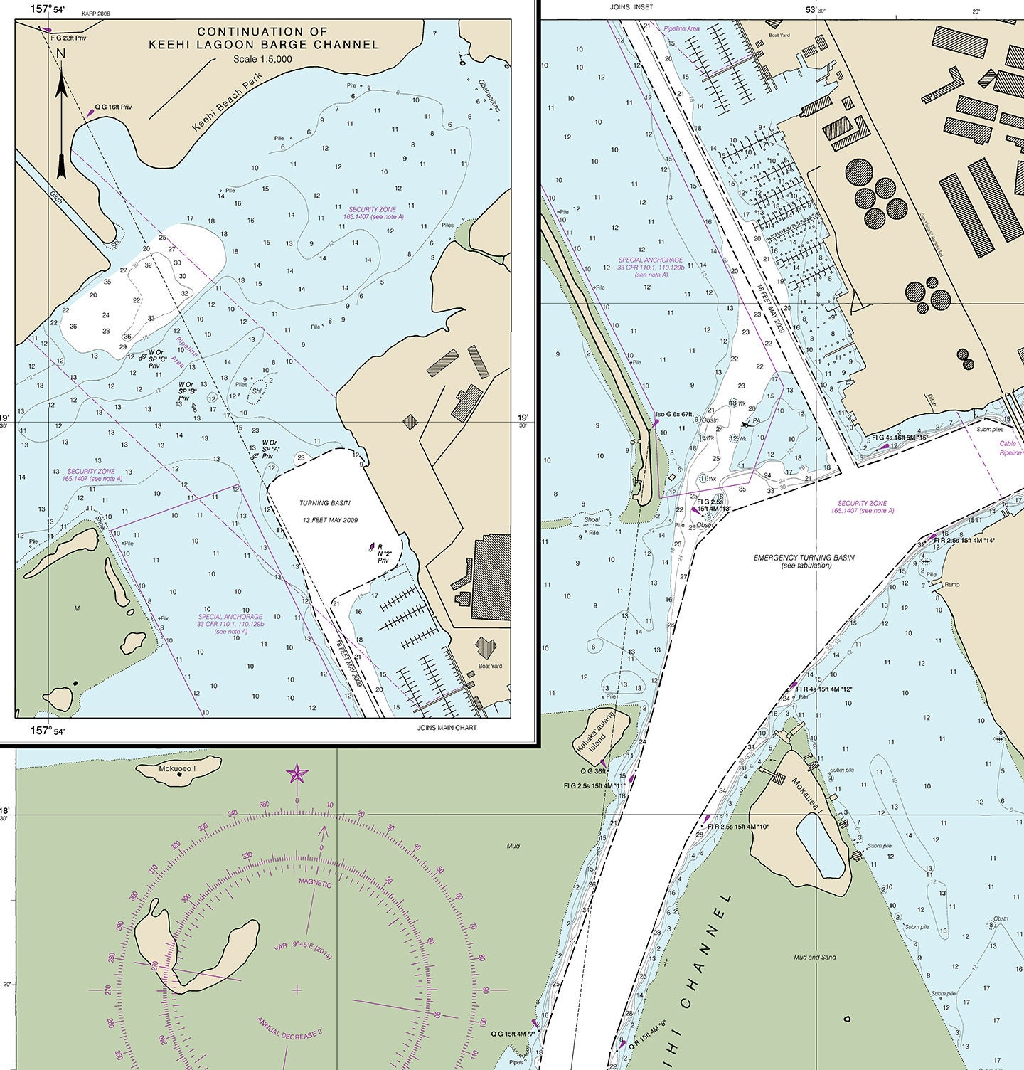 Nautical Charts of Honolulu Harbor, Oahu. 19367 Hawaii. Kakaako. Sand ...