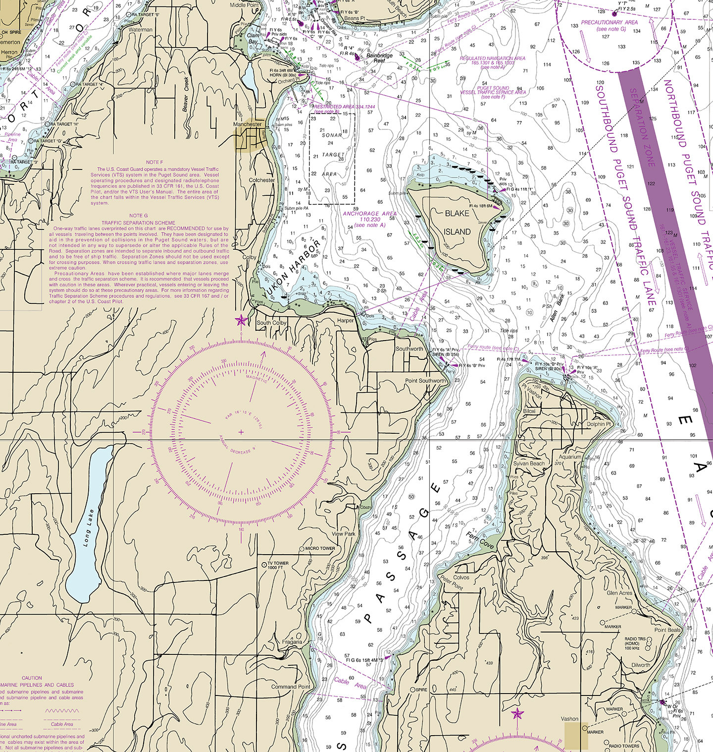 Nautical Charts of Puget Sound. Shilshole Bay to Commencement Bay ...