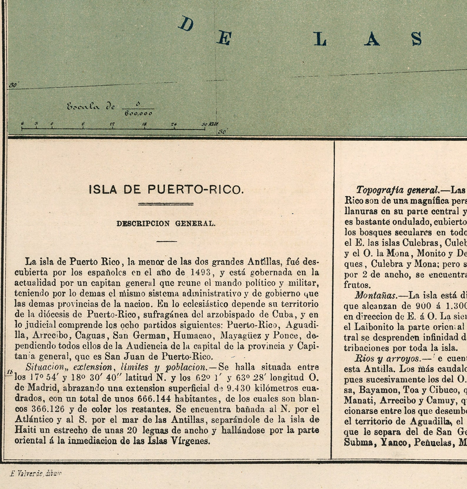 Map of the Puerto Rico 1880. Vintage Home Deco Style Old Wall ...