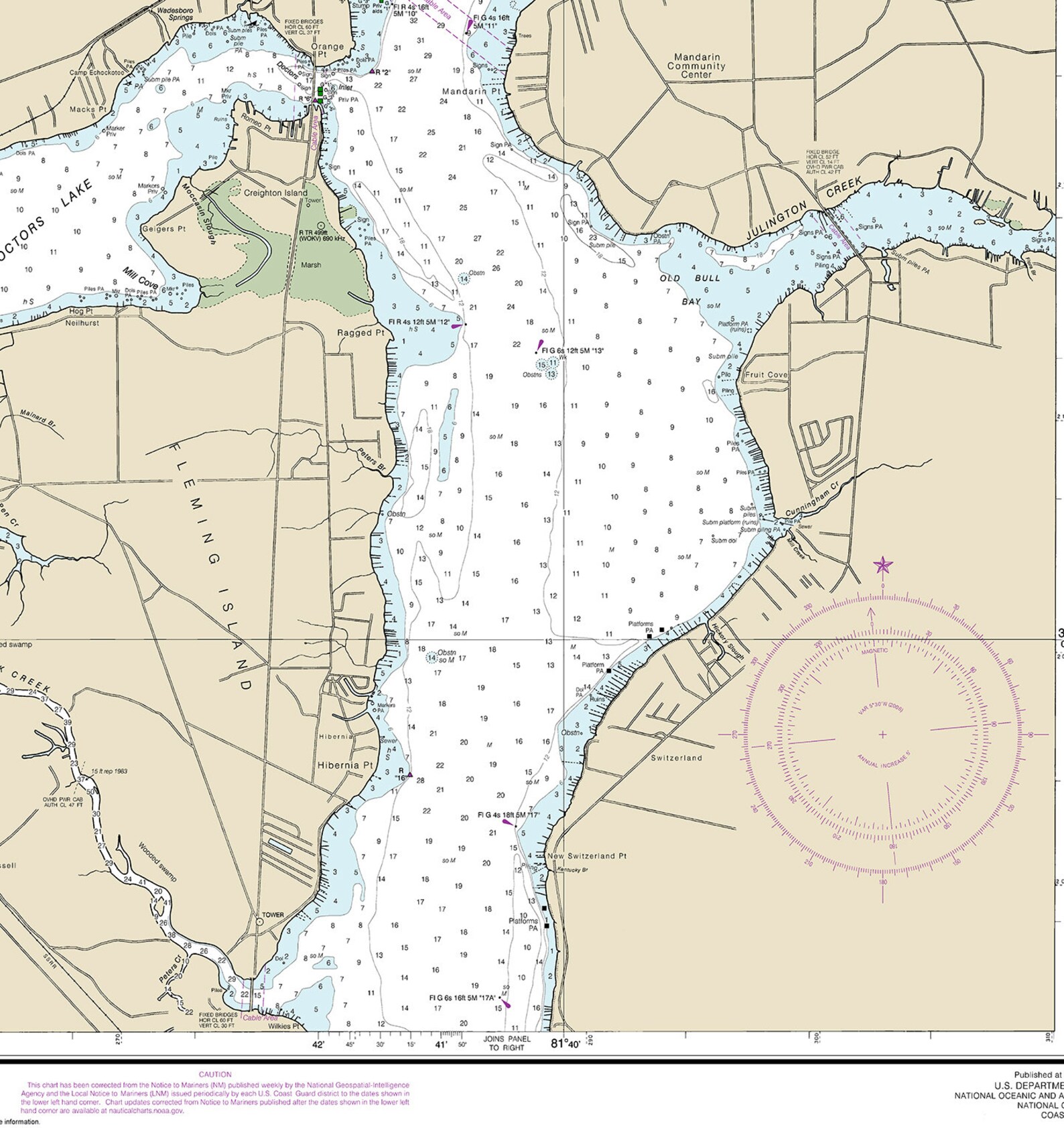 St. John’s River Jacksonville to Racy Point Nautical Chart 11492 ...