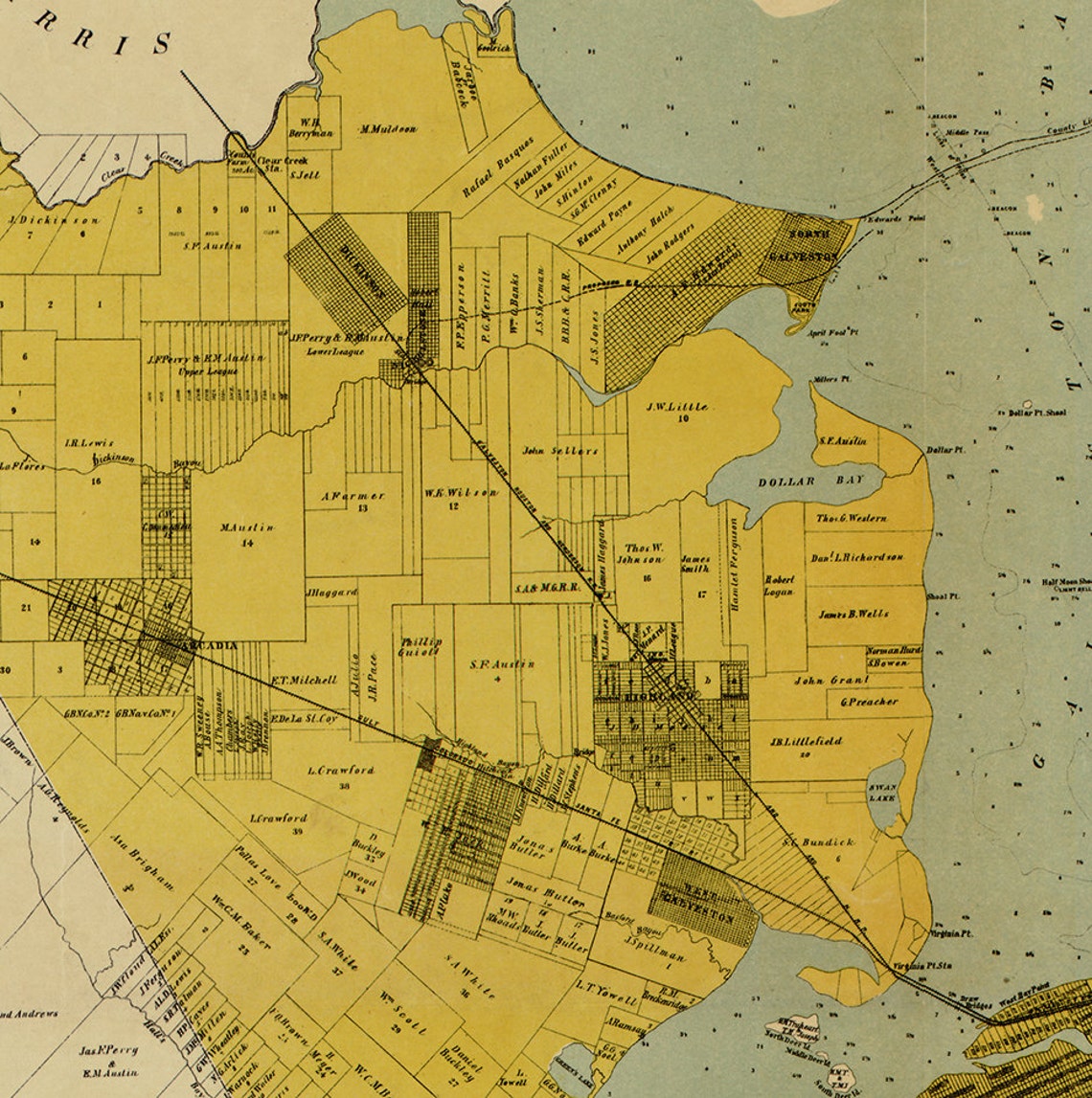 Map of the Galveston, Texas 1891. Vintage Restoration Hardware Home ...