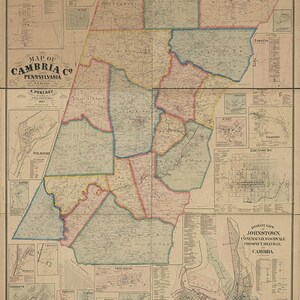 Map of Cambria County, Pennsylvania, PA 1867. Restoration Hardware Home ...