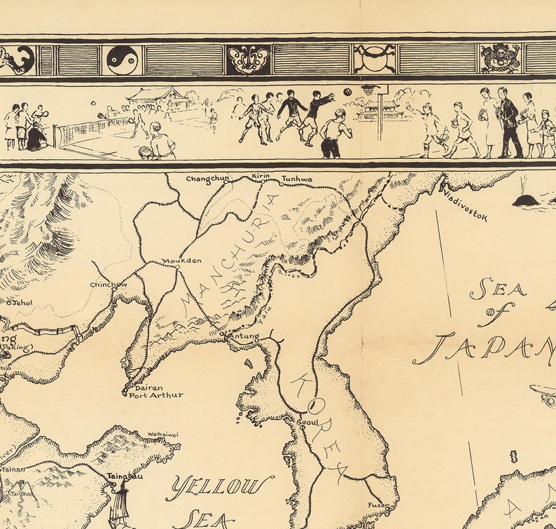 The historic Map of China 1932. Vintage restoration hardware | Etsy