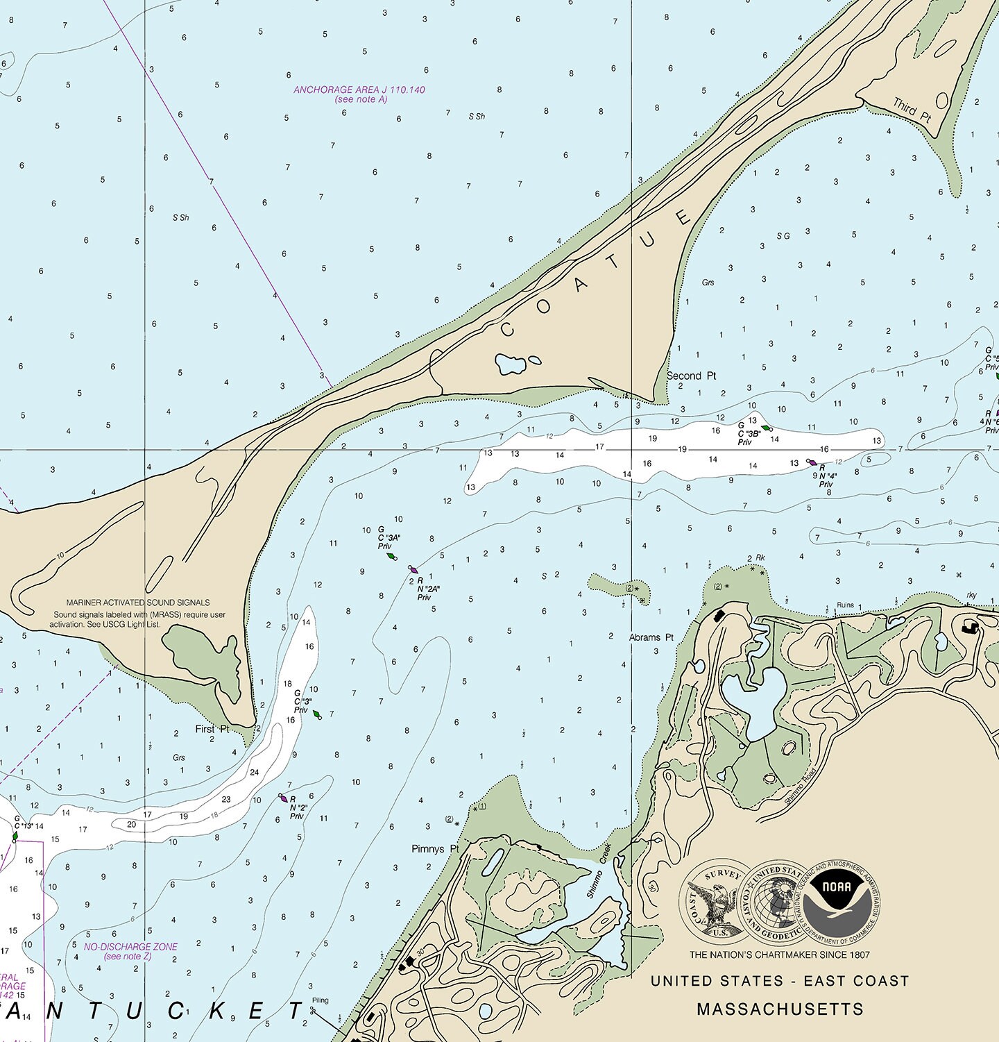 Nautical Charts of Nantucket Harbor 13242. Massachusetts. Martha's ...