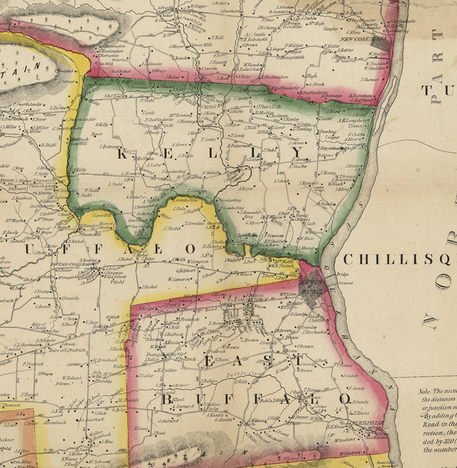 Map of Union County Pennsylvania 1856. Vintage restoration | Etsy