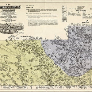 Map of Hamilton County, Texas, TX ... 1876. Shows Ownership. Vintage ...