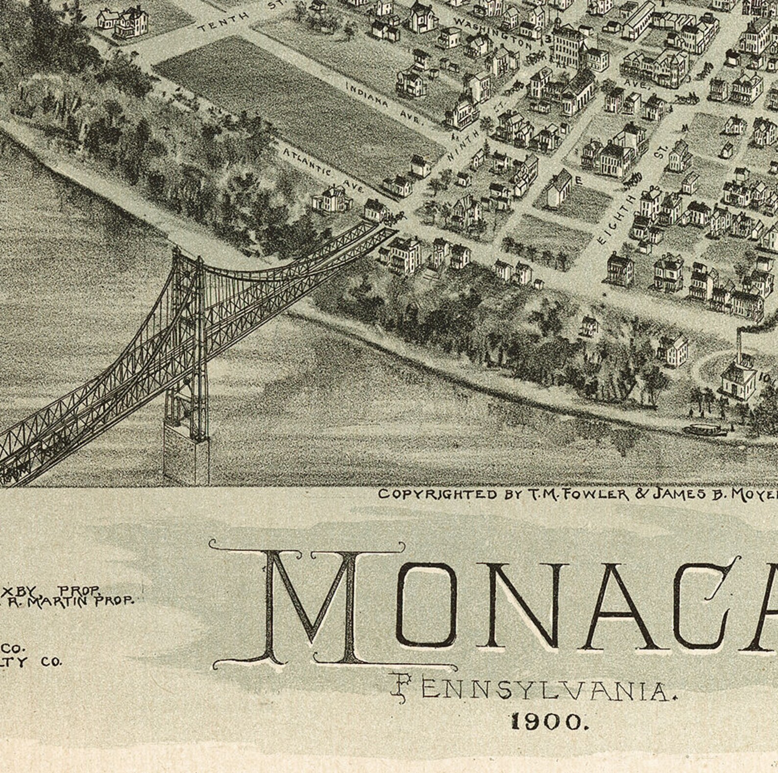 Map of Monaca Beaver Co. Pennsylvania PA 1900. Restoration - Etsy