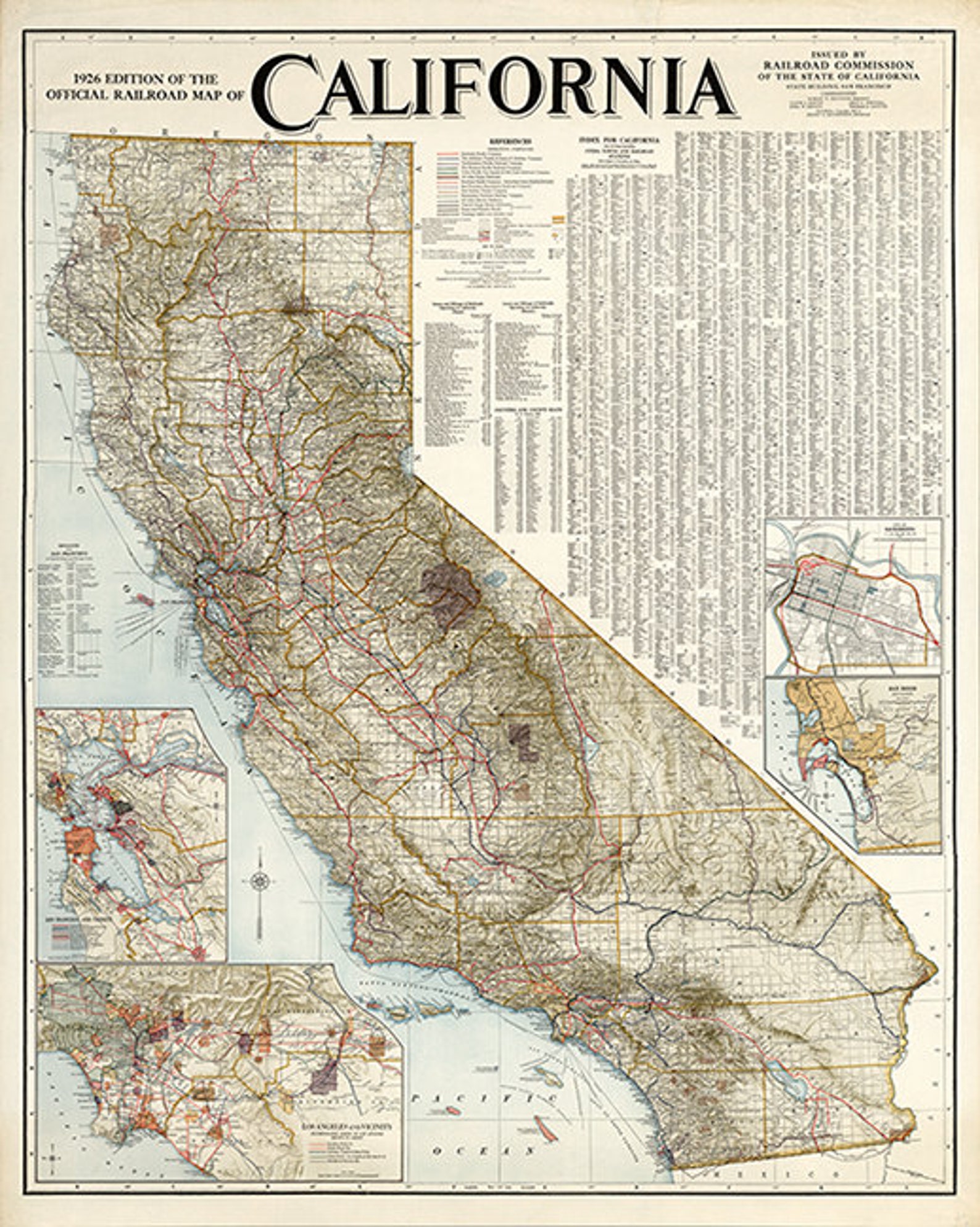 Map Of California 1926. Vintage restoration hardware home | Etsy