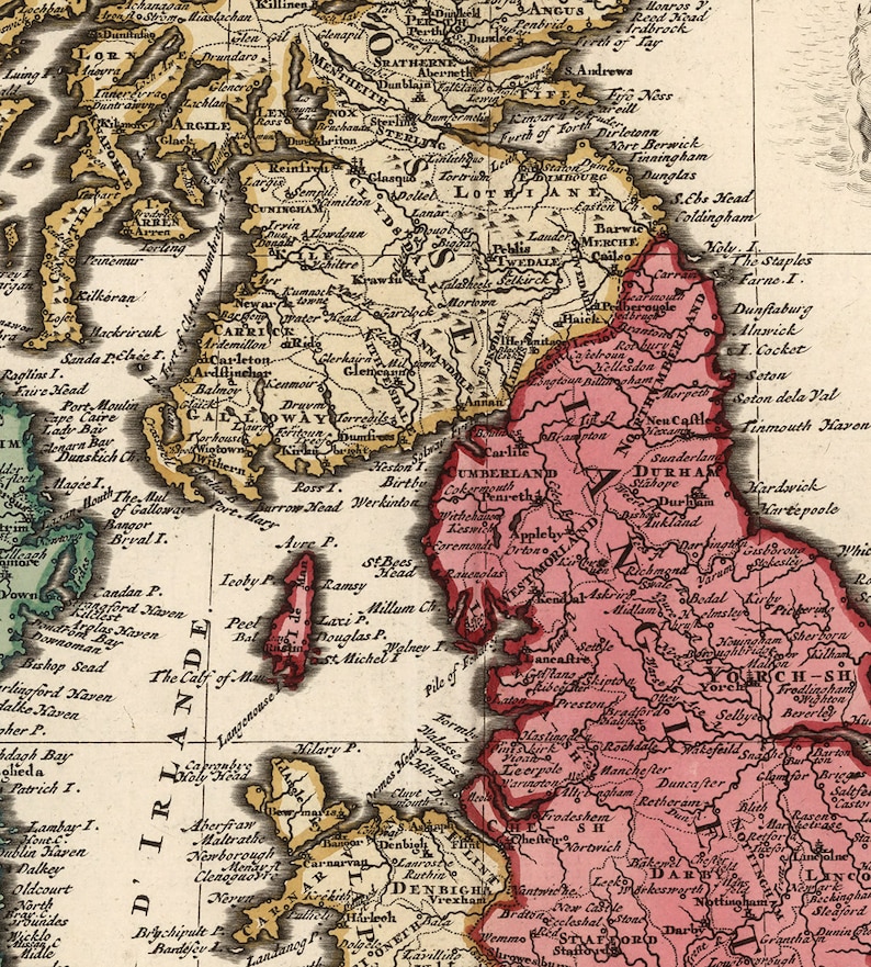 Map of British Isles, 1740. Vintage Restoration Hardware Home Deco ...