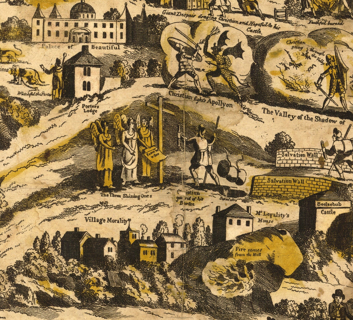Illustration Map of the Pilgrim's Progress 1813 Print - Etsy