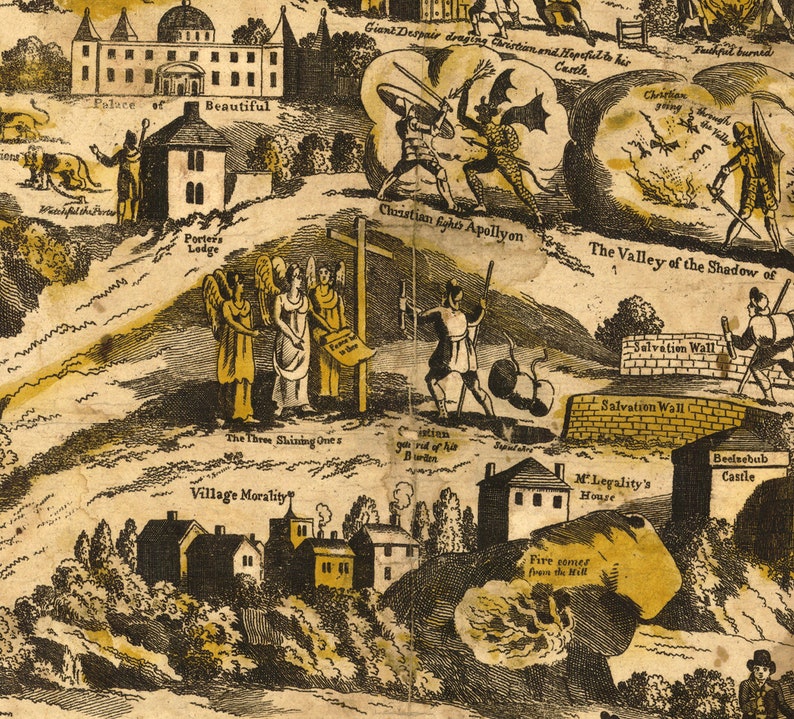 Illustration Map of the Pilgrim's Progress 1813 Print - Etsy