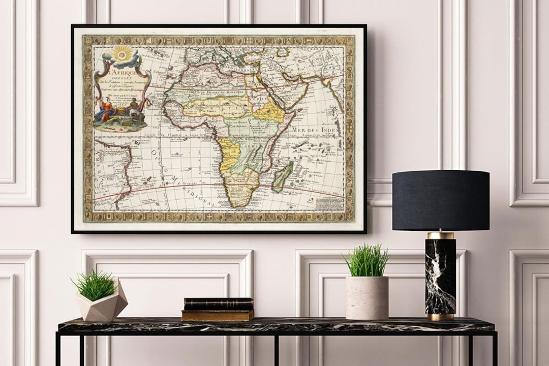 Map of Africa, 1885. Vintage Restoration Hardware Home Deco Style Old ...