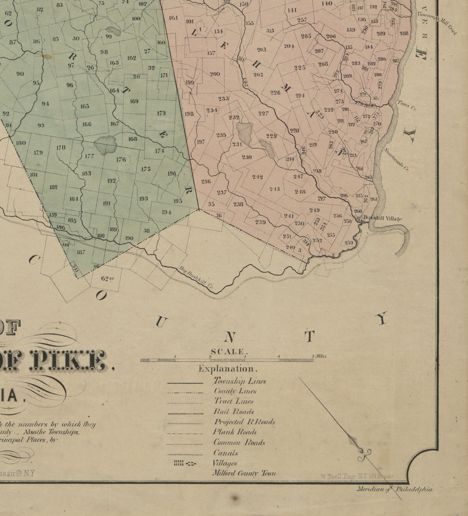 Map of Pike County Pennsylvania. 1856. Vintage Restoration - Etsy