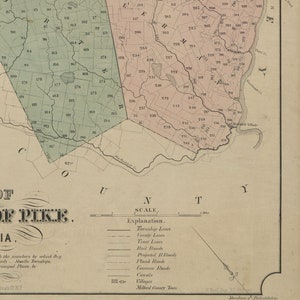 Map of Pike County, Pennsylvania. 1856. Vintage Restoration Hardware ...