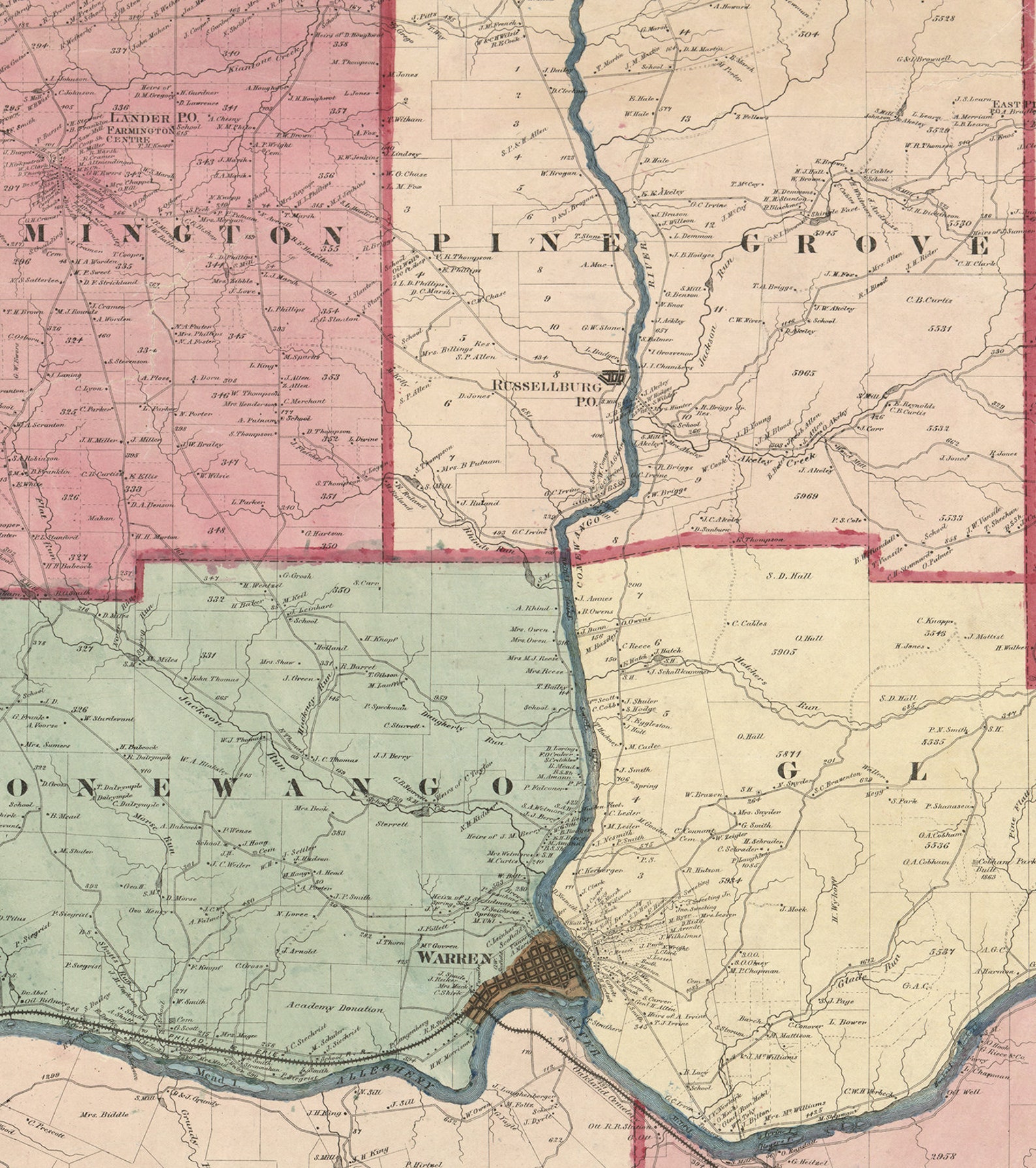 Map of Warren County Pennsylvania. 1865. Vintage Restoration - Etsy