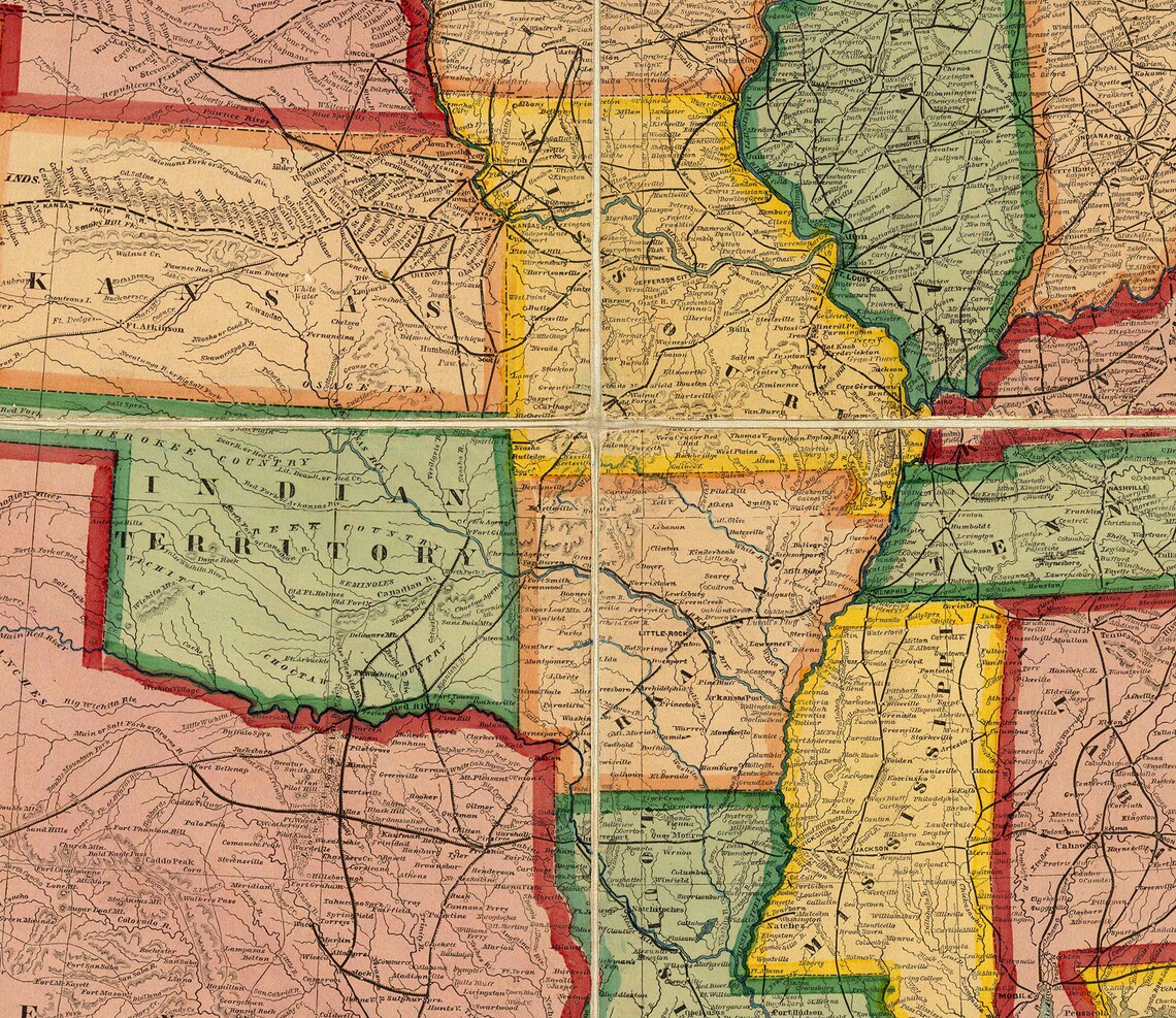 Map of the American Union Railroad Map of the United States. - Etsy