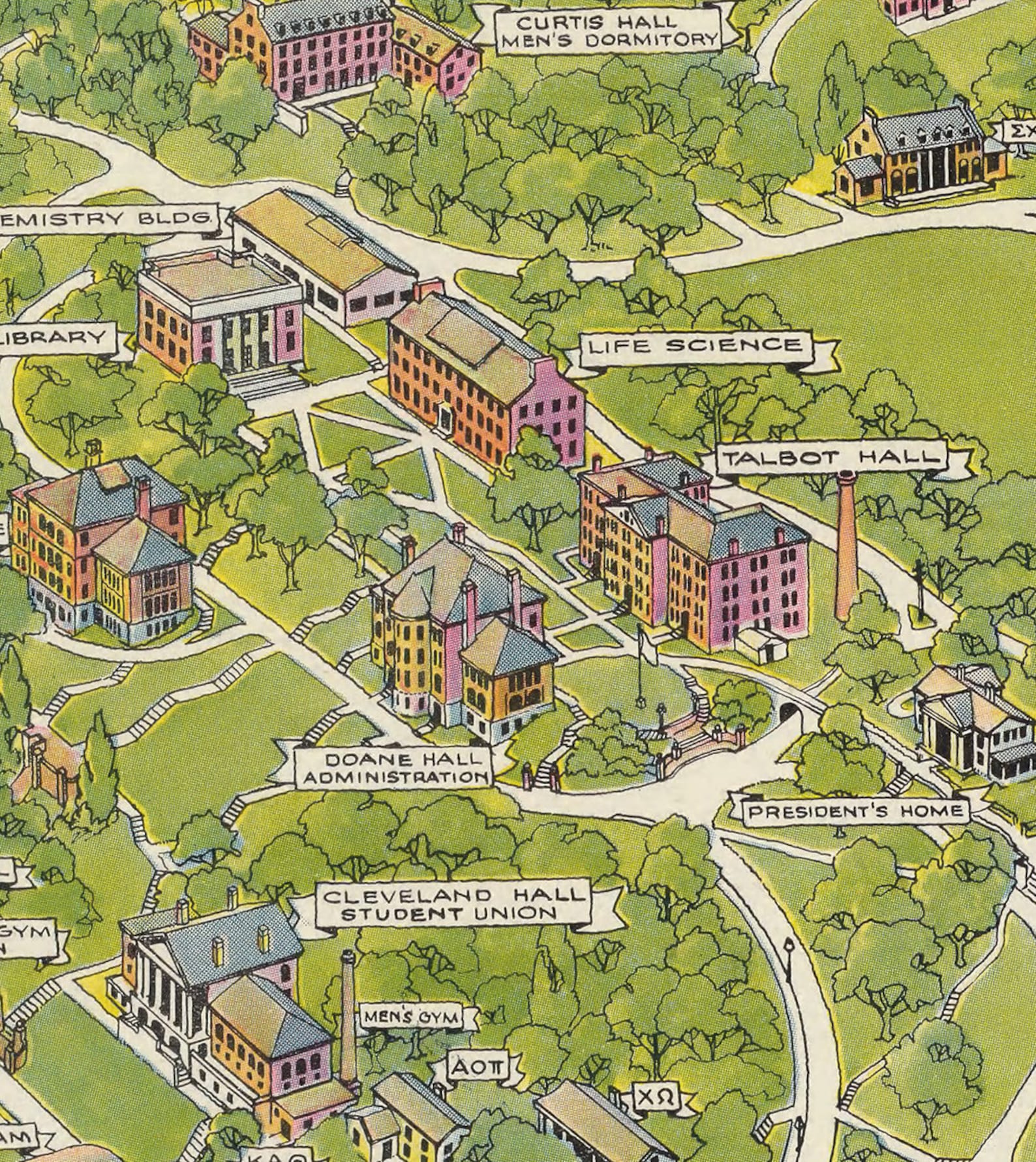 Map of Denison University Granville Ohio OH. Restoration | Etsy