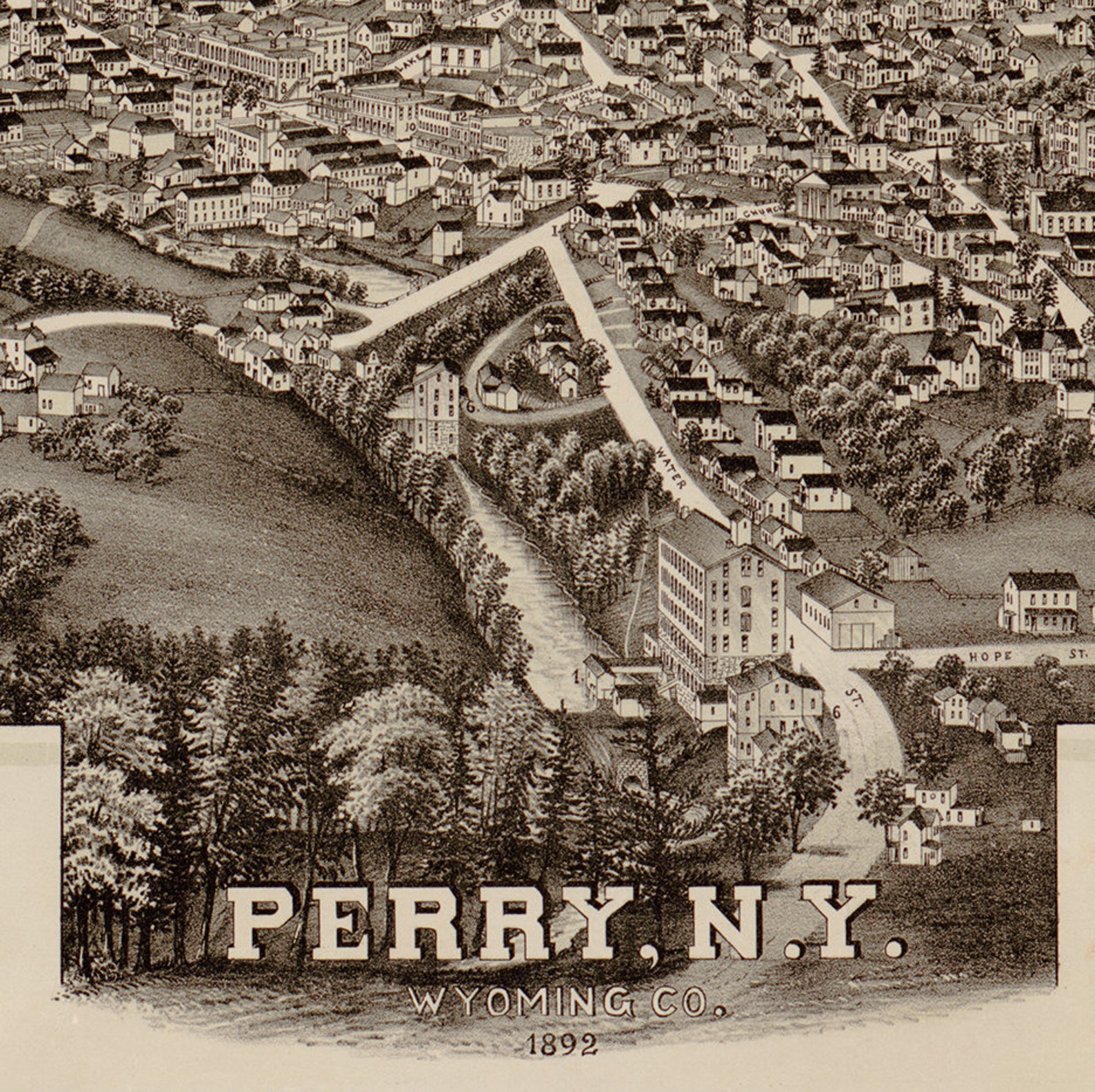 Map of Perry Wyoming County New York N.Y. 1892. Vintage - Etsy