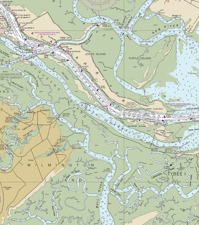 Nautical Charts of Savannah River and Wassaw Sound. 11512. | Etsy