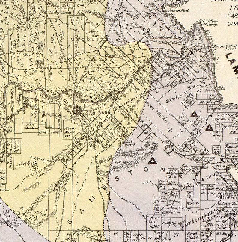 Map of San Saba County Texas TX ... 1876. Vintage | Etsy