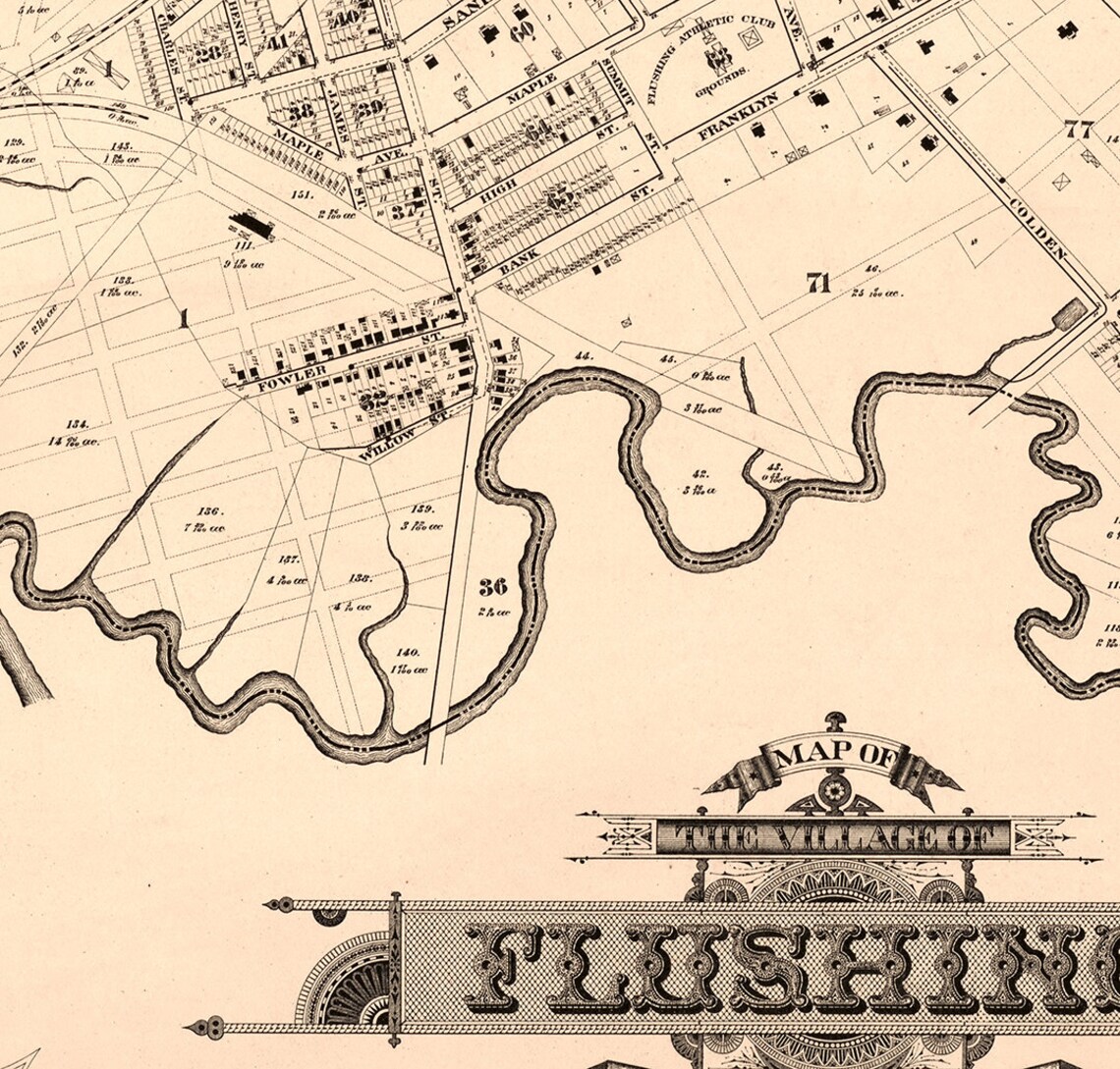 Map of Flushing Queens Boro. New York NY. 1894. Vintage | Etsy