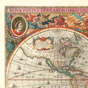 Map of the World in 1630 by Hendrik Hondius. Vintage Restoration ...