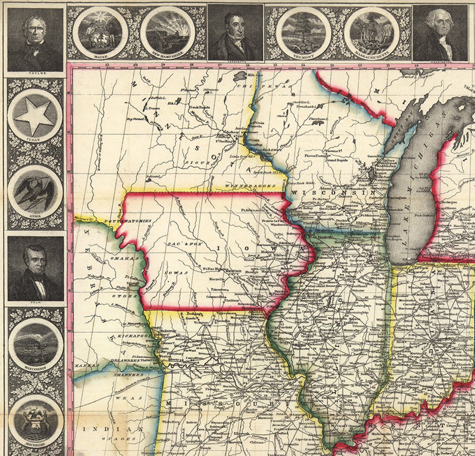 Map of the United States With President Portrait and State | Etsy