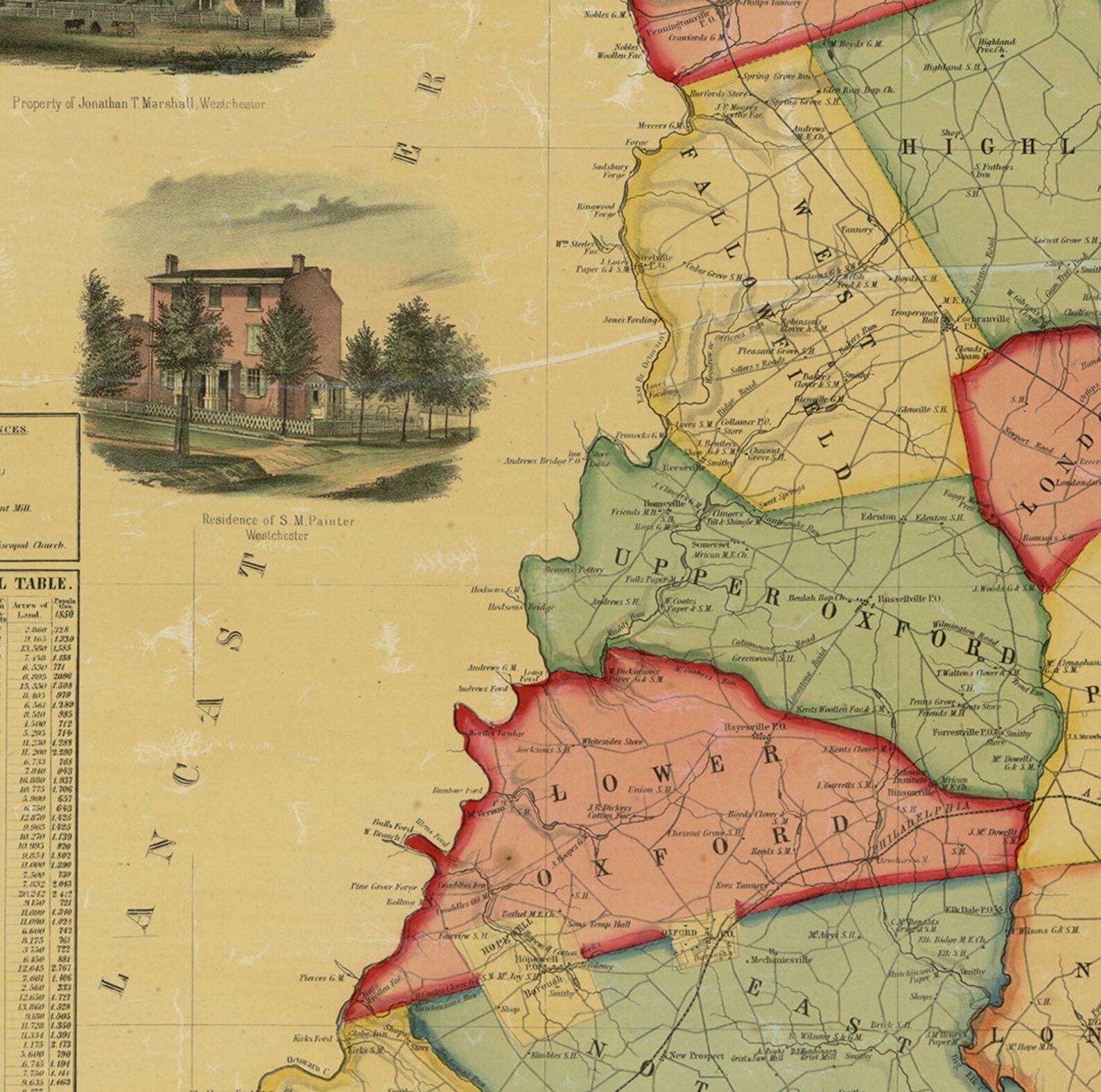 Map of Chester Co. Pennsylvania PA 1856. Restoration Hardware | Etsy