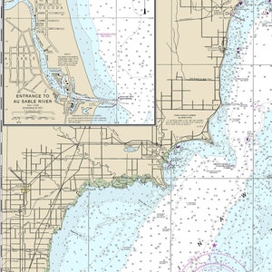 Nautical Charts of Saginaw Bay, Port Austin and Caseville Harbor ...