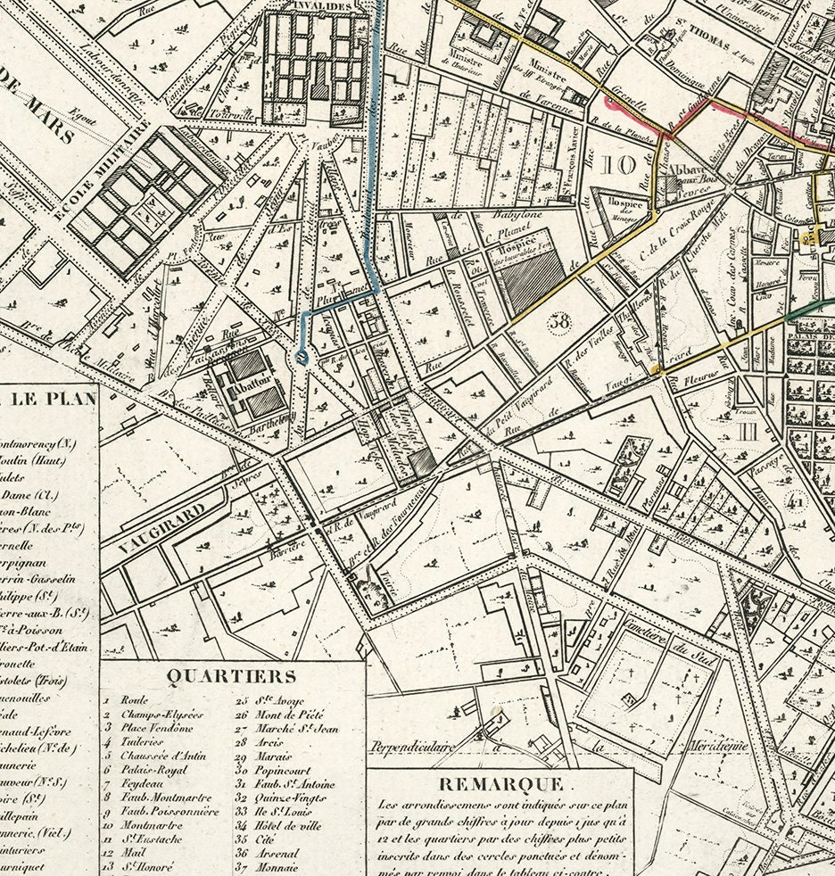 Map of Paris France 1820. Restoration Hardware Home Deco | Etsy