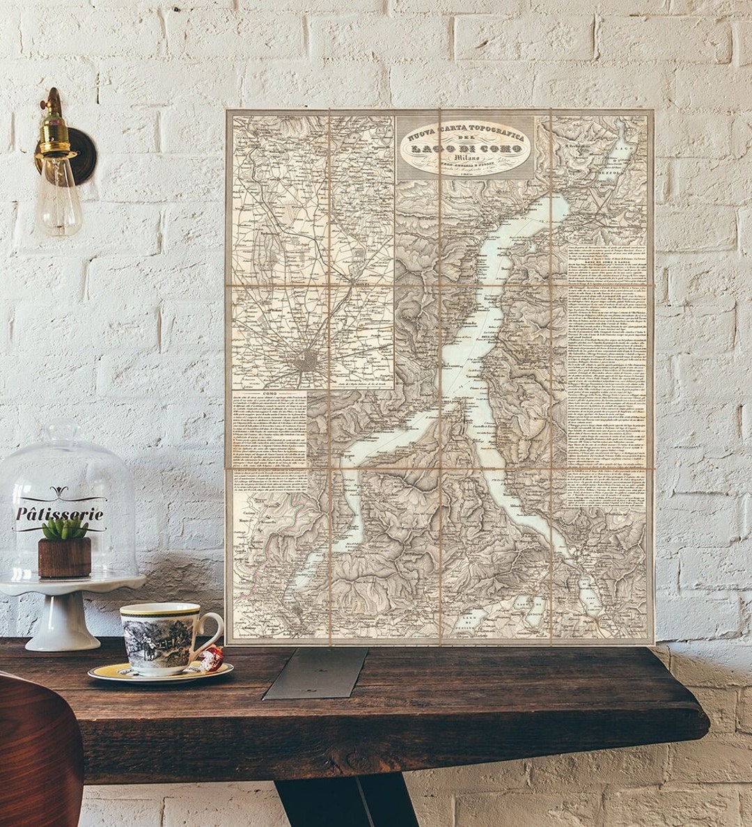 Topographical Map of Lake Como, Italy. 1864 Vintage Art Reproduction ...