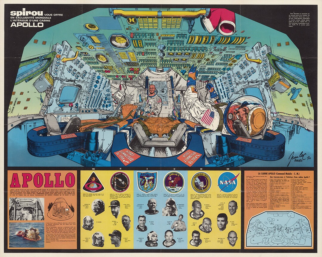 Vintage the Interior of an Apollo Cabin Poster. Vintage Moon Poster ...