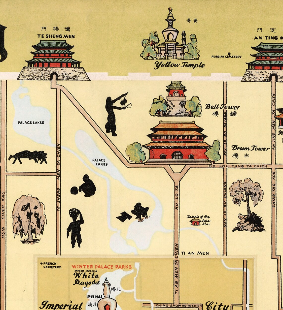 The Historic Map of Peiping beijing China 1938. Vintage - Etsy