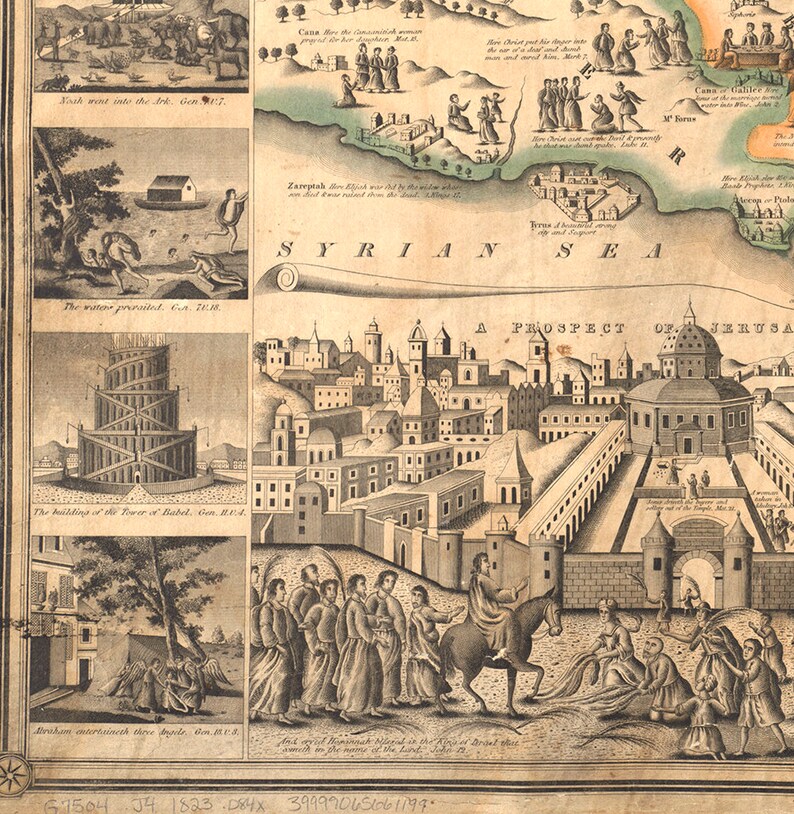 Mapa de la Tierra Prometida y la ciudad santa de Jerusalén que - Etsy ...