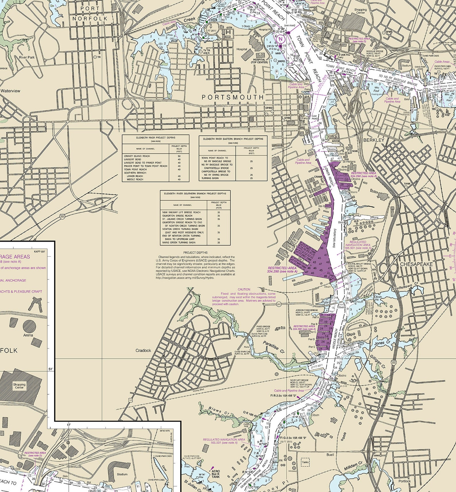 Nautical Charts of Norfolk Harbor and Elizabeth River - Etsy