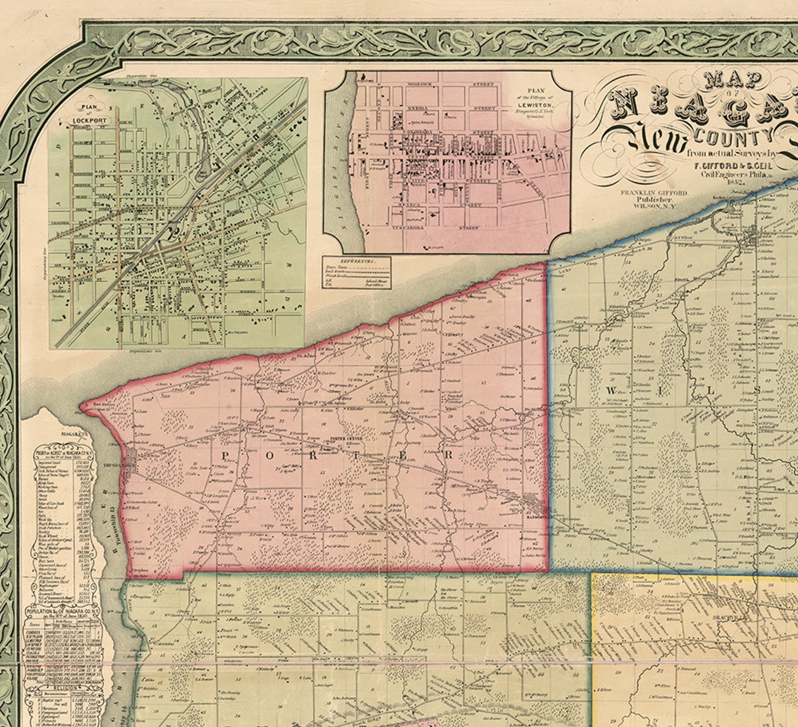 Map of Niagara County New York. N.Y. 1852. Vintage - Etsy