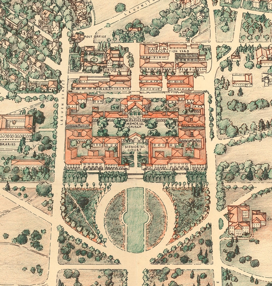 Map of Stanford University. Home Deco Style Old Reproduction. | Etsy