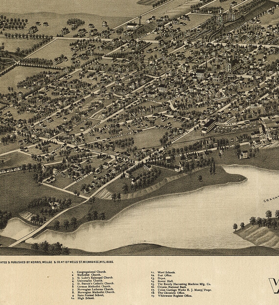 Map of Whitewater, Walworth and Jefferson Co., Wisconsin 1855, WI ...