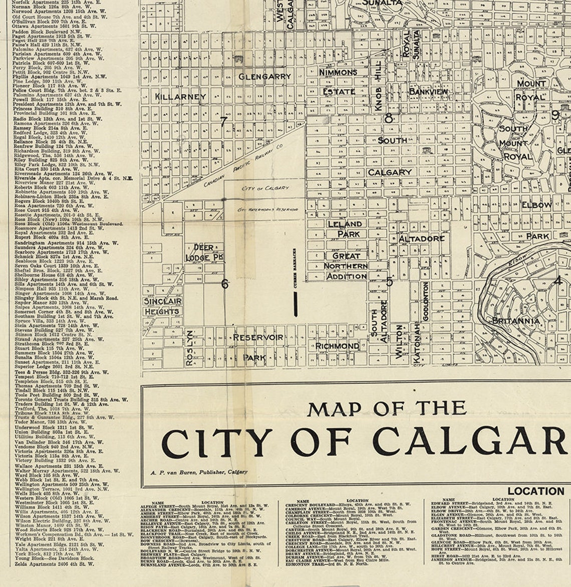 Map of Calgary Alberta Canada in 1946. Restoration Hardware | Etsy