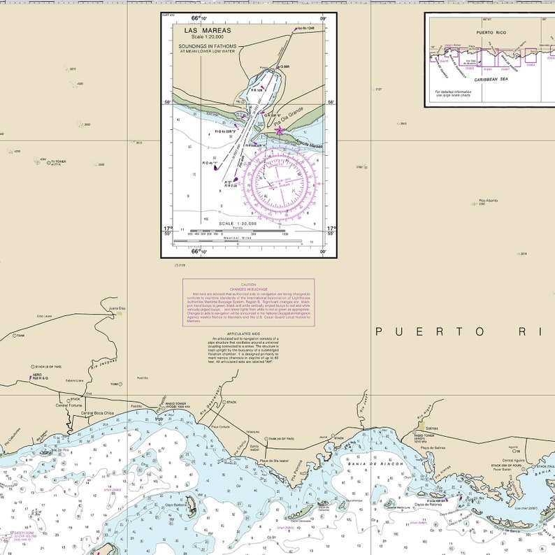 South Coast Puerto Rico Map – Guanica Light to Punta Tuna Light ...