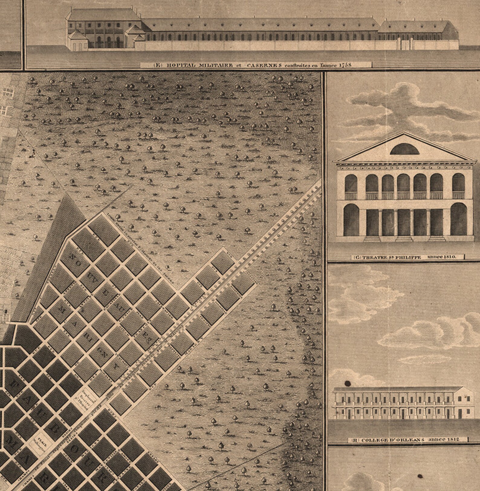 Map of New Orleans, Louisiana 1815: Plan of the City and Suburbs ...