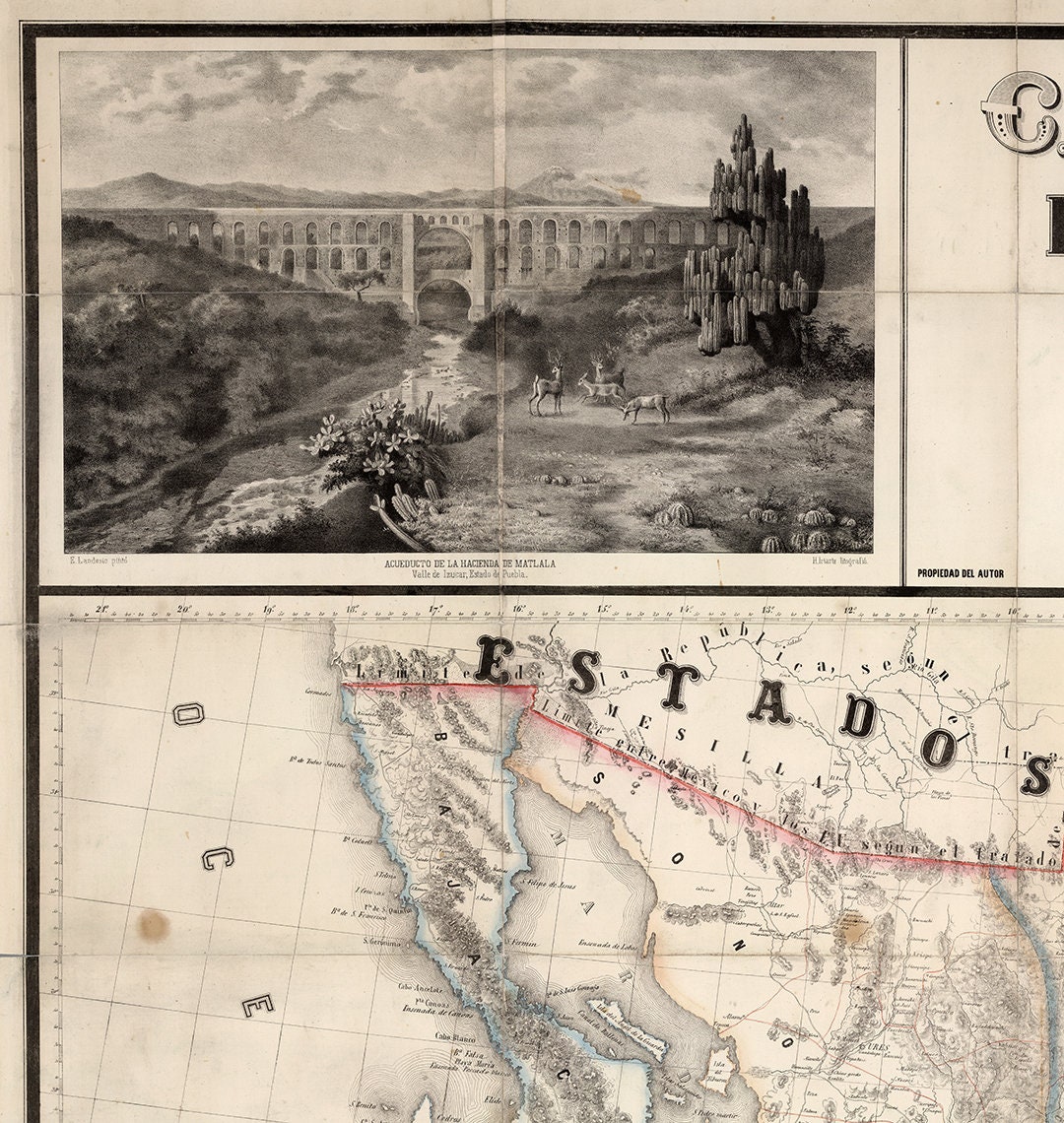Mapa de México 1863. Carta General de la República Mexicana. | Etsy México