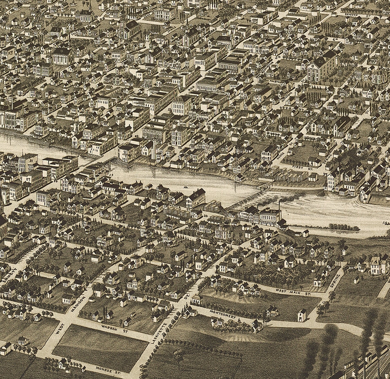 Map of Watertown, Dodge & Jefferson Co., Wisconsin 1885, WI. Vintage ...