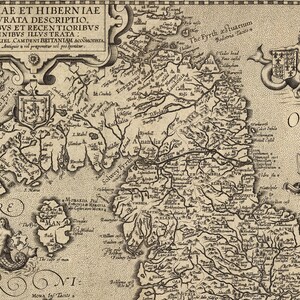Map of England and Ireland, 1605. Vintage Home Deco Style Old Wall ...