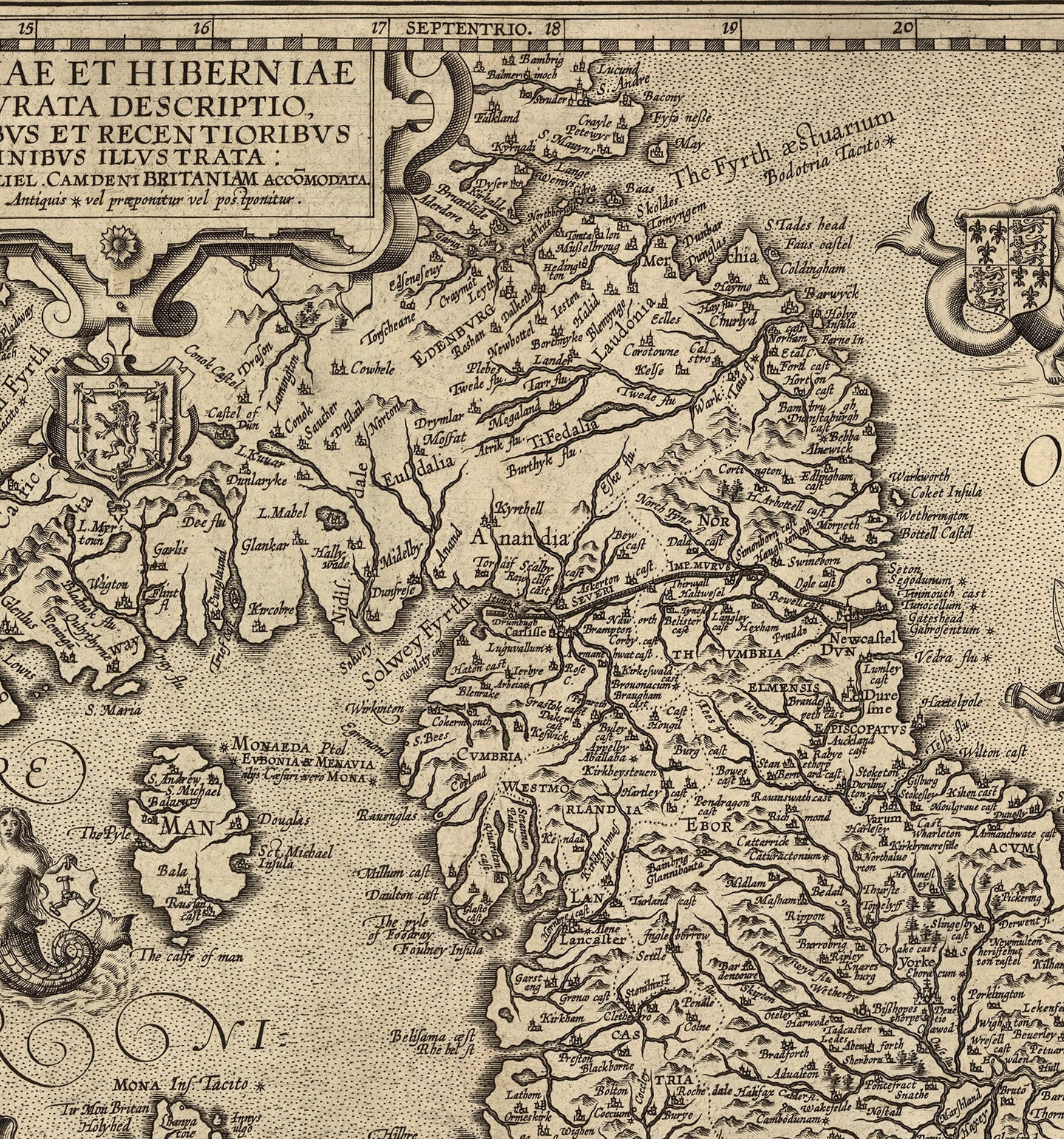 Giclée Map of England and Ireland 1605 Vintage home Deco Style old wall ...