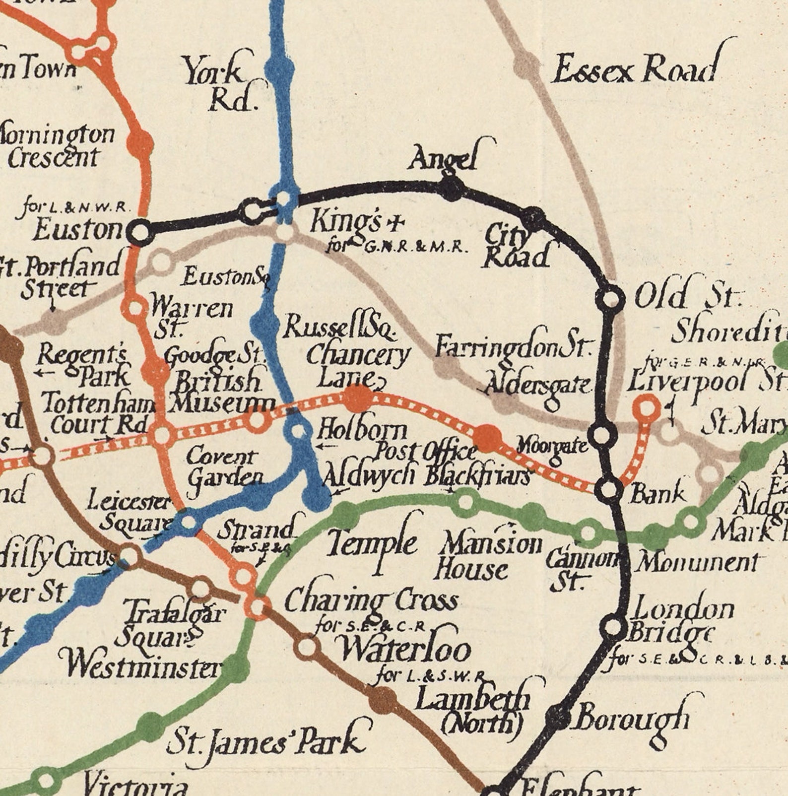 Map of London Underground. 1922. Vintage Home Deco Style Old | Etsy
