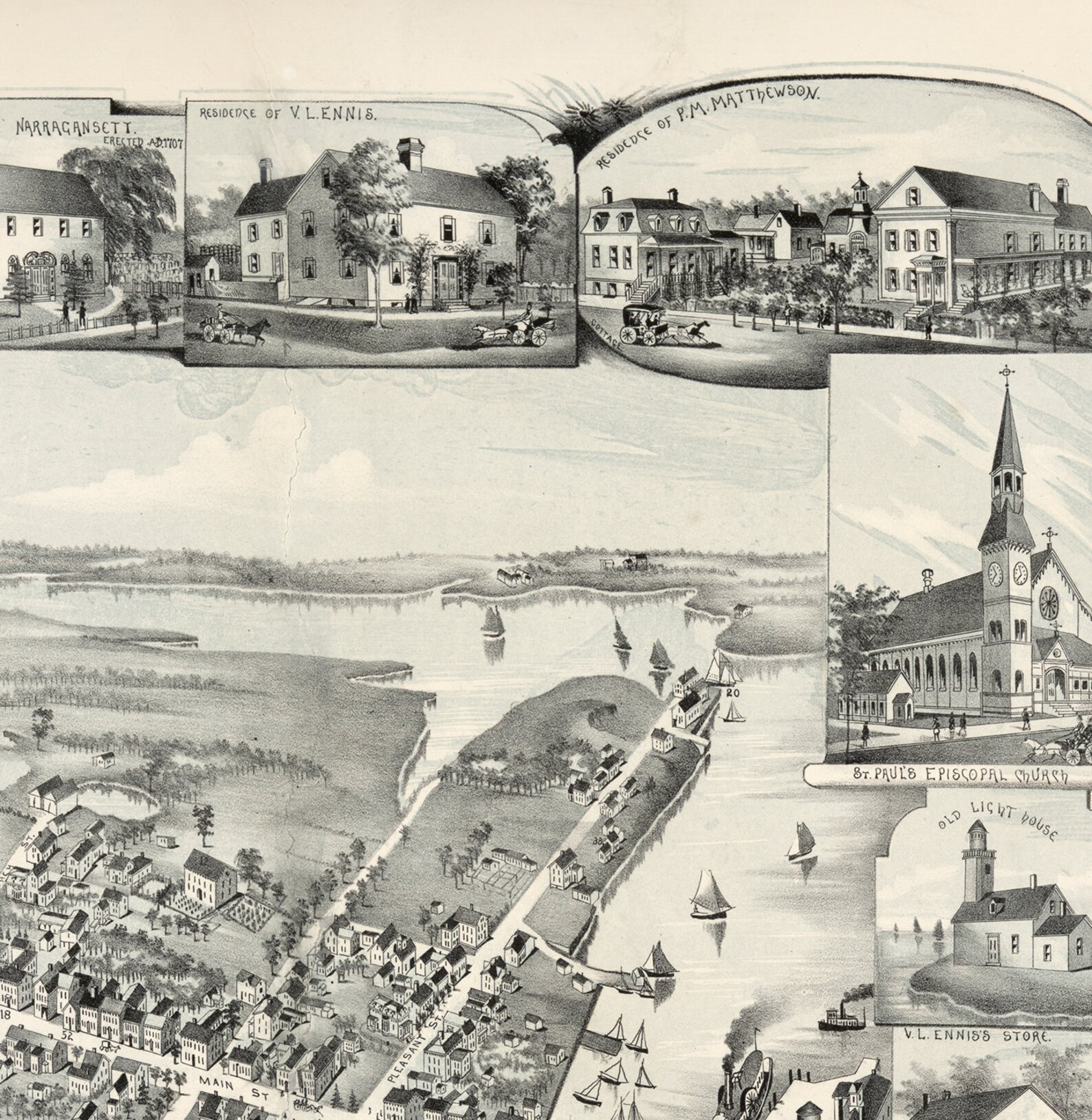 Map of Wickford Town of North Kingstown Rhode Island. in | Etsy