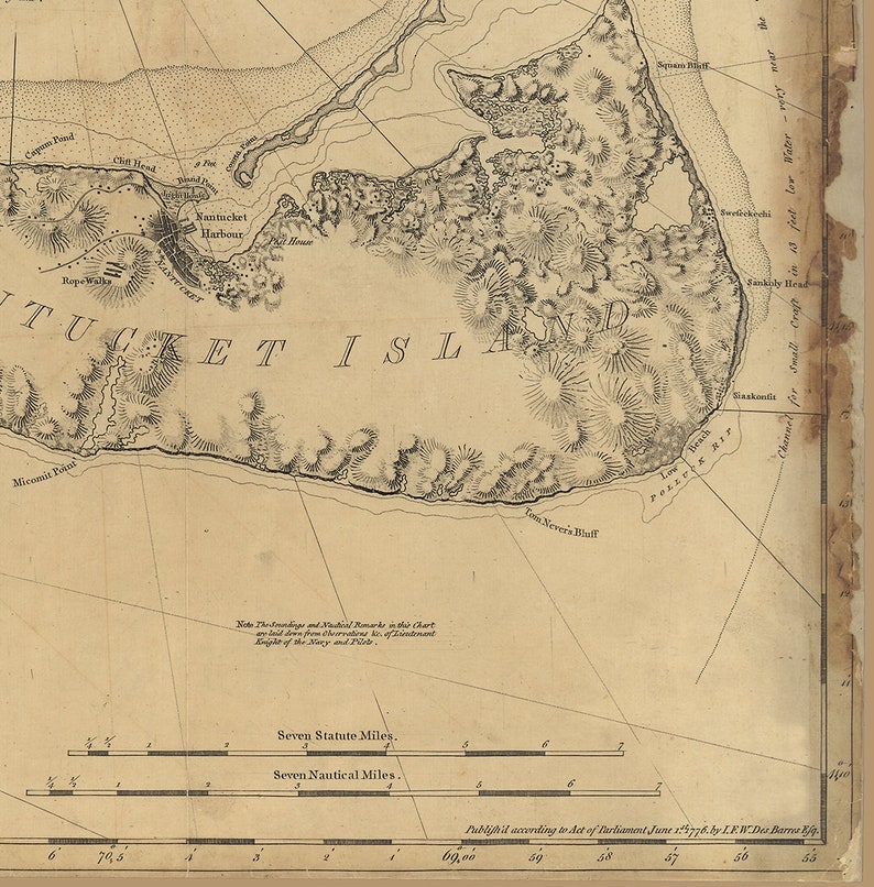 Chart of Nantucket Island and the Eastern Half of Martha's Vineyard ...