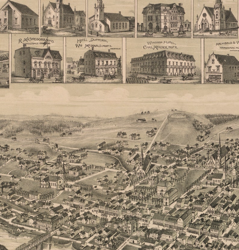 Map of New Glasgow Nova Scotia Canada. 1889. Vintage Home - Etsy