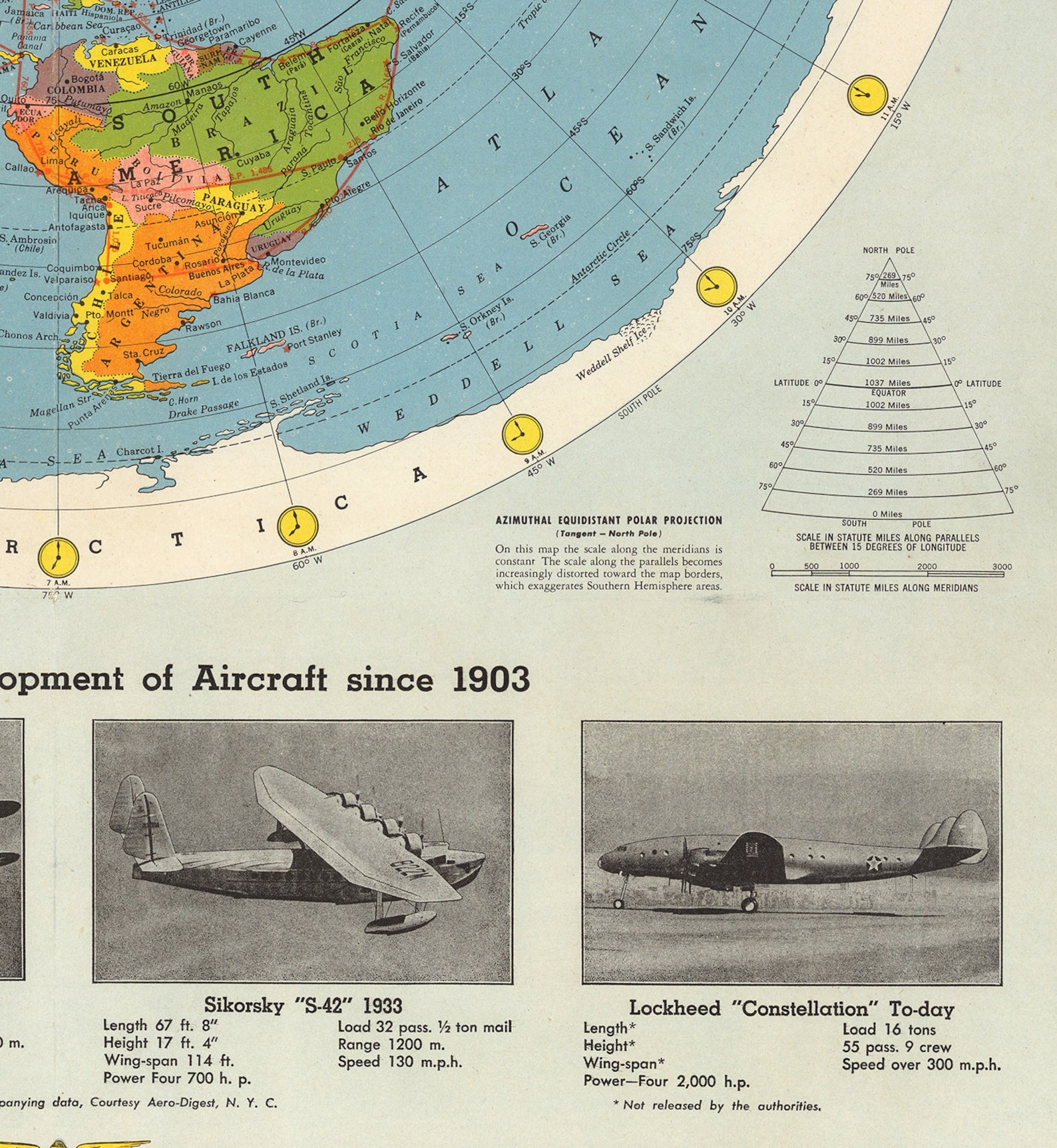 Air Age Map of the World. A Polar Projection Map Print. - Etsy